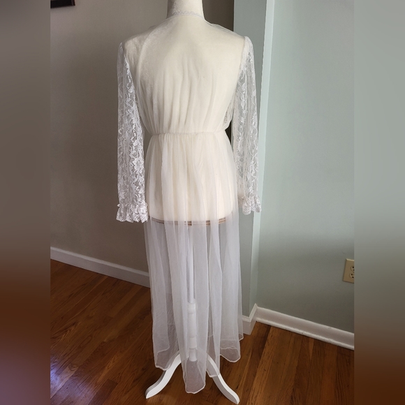 Intimates & Sleepwear | Vintage Women Dressing Gown Bridal Lace Sheer ...